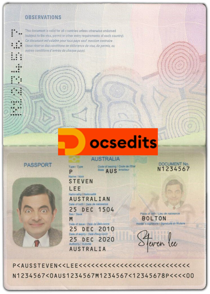 Australia Passport PSD Template New - DocsEdits