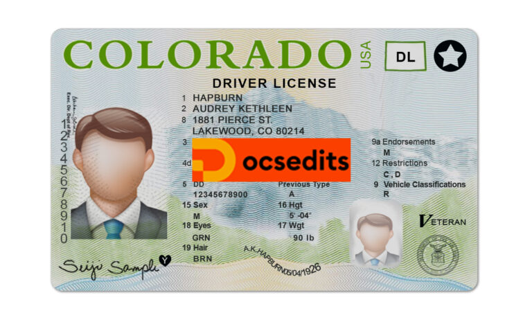 Colorado Driver License PSD Template - DocsEdits