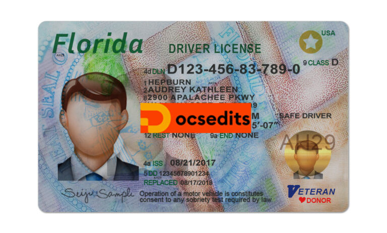 Florida Driver License PSD Template - DocsEdits