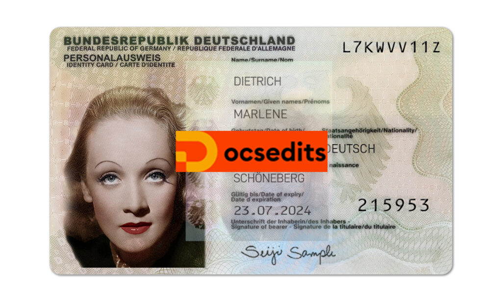 Germany ID Card PSD Template - DocsEdits