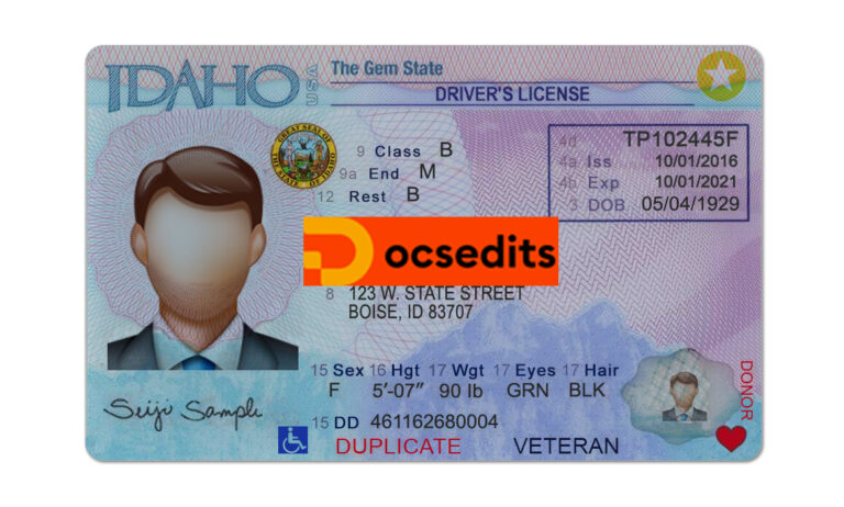 Idaho Driver License PSD Template - DocsEdits