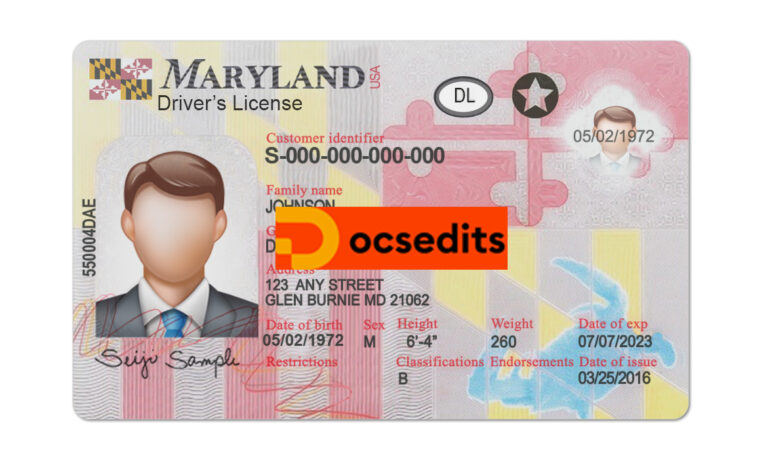 Maryland Driver License PSD Template - DocsEdits
