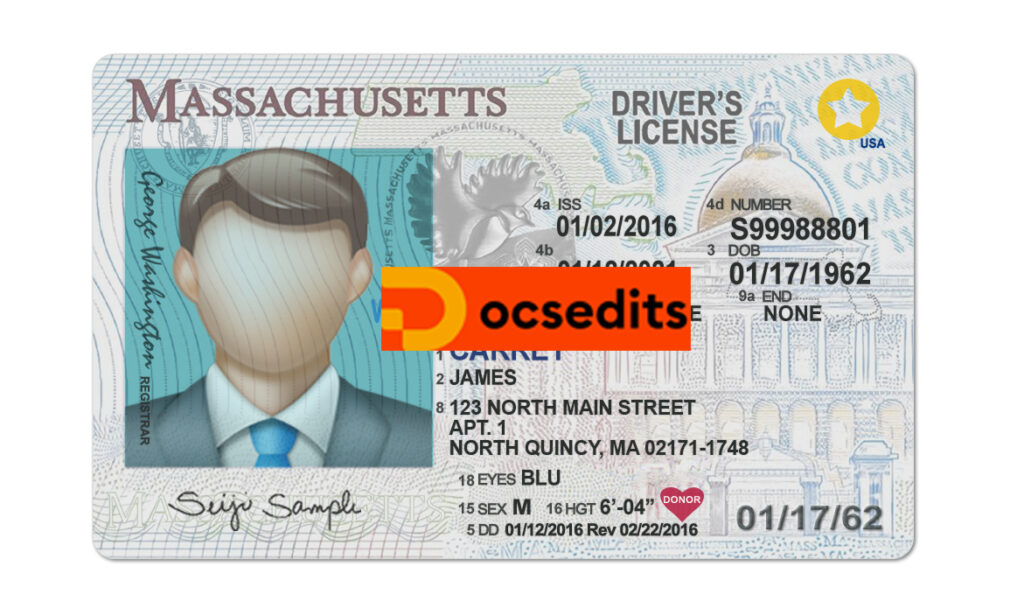 Massachusetts Driver License PSD Template - DocsEdits