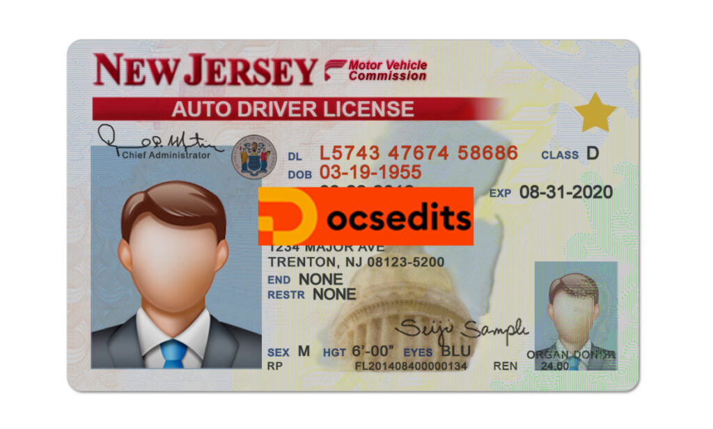 New Jersey Driver License PSD Template - DocsEdits