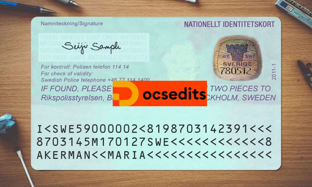 Sweden ID Card PSD Template - DocsEdits