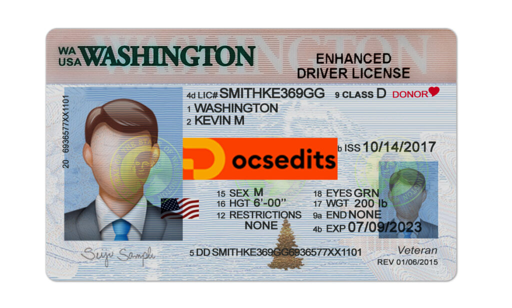 Washington Driver License PSD Template - DocsEdits