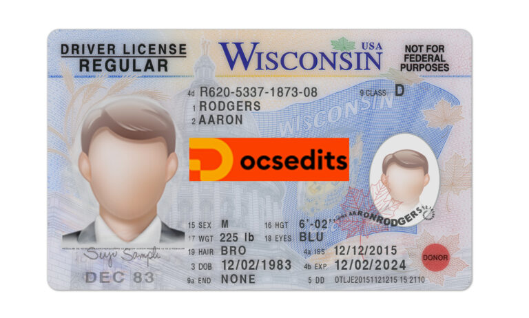 Wisconsin Driver License PSD Template - DocsEdits